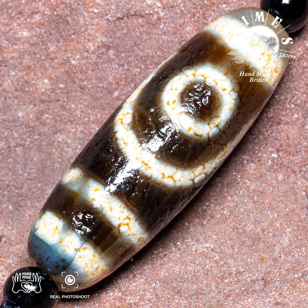 Unique Handmade Tibetan , Very Old Two-eyed Dzi Bead, Tibetan Buddhism ...