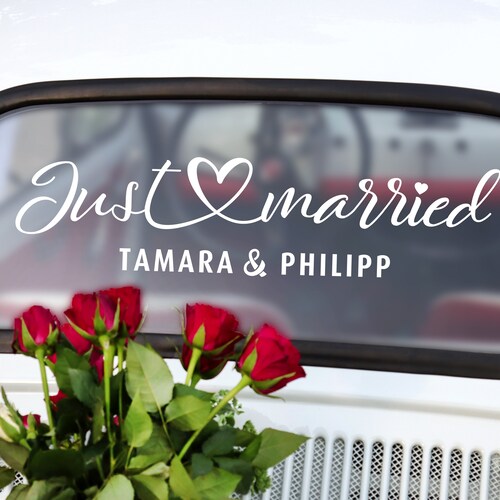 Just Married Car Sticker Wedding Car Window Decal Wedding Day - Etsy ...