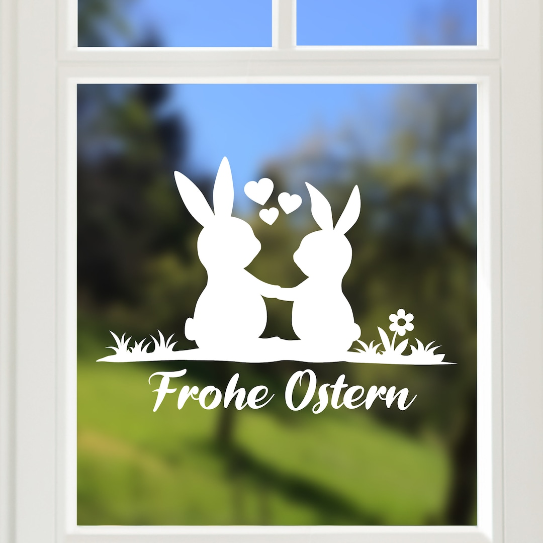 Aufkleber Frohe Ostern Hasenpaar / Ostern / Geschenk / Aufkleber / Window-Sticker / Fensterbild ...