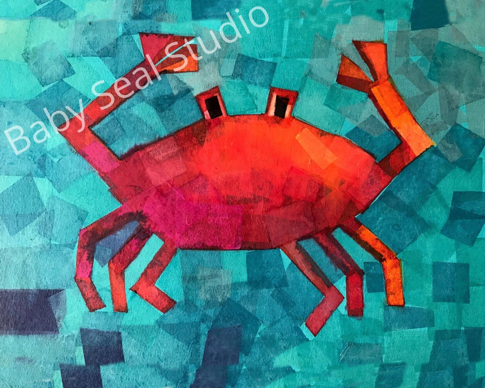 Cute Red Crab Print for Babies and Kids, Colorful Nursery Art - Etsy