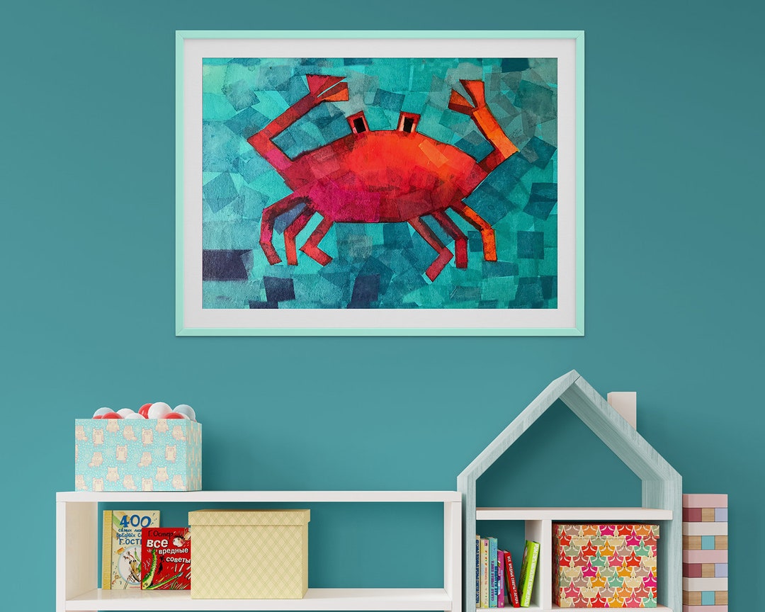 Cute Red Crab Print for Babies and Kids, Colorful Nursery Art - Etsy