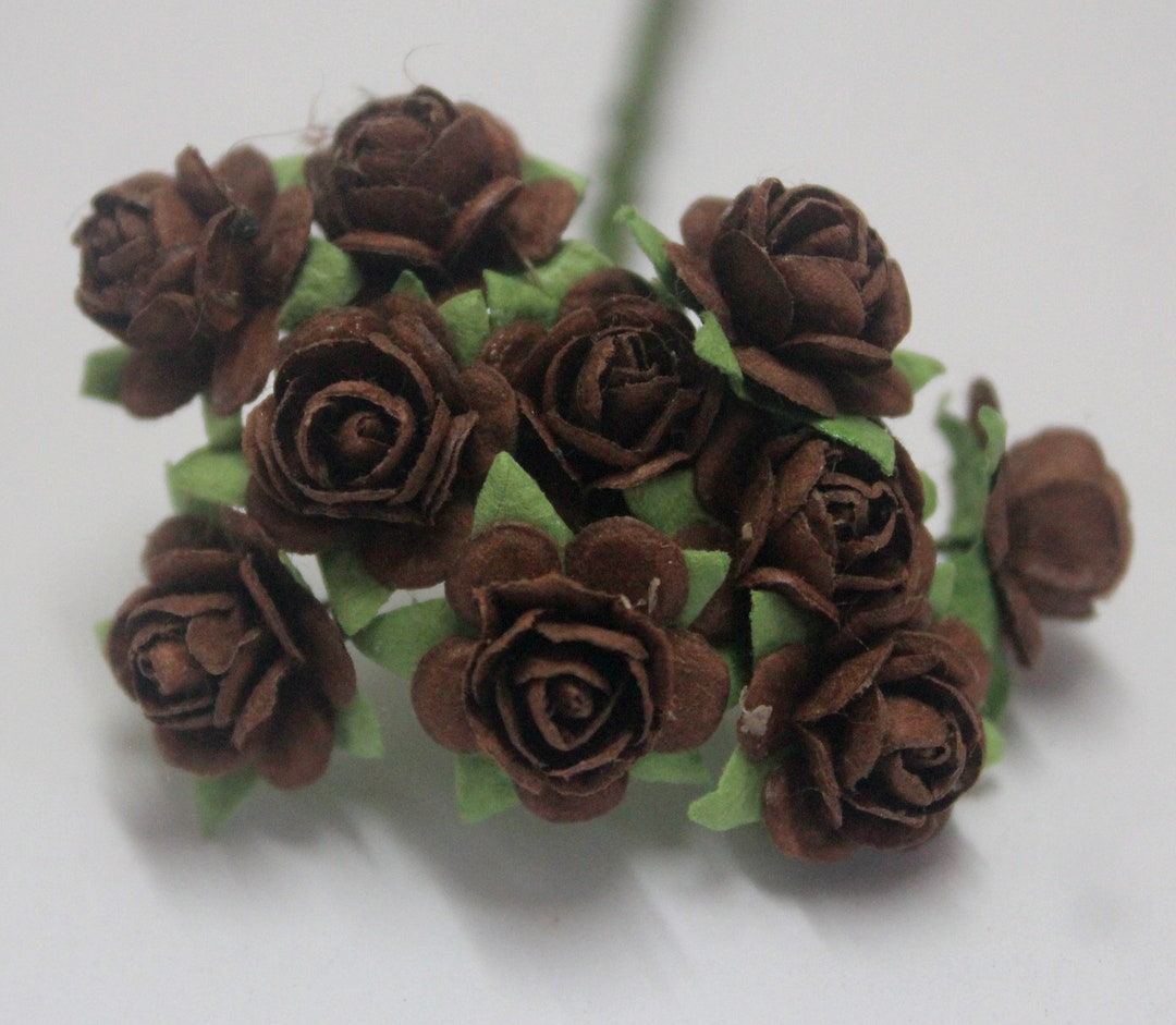 100 Brown Color Mulberry Paper Rose Flower Handmade Size 10 Mm. With ...