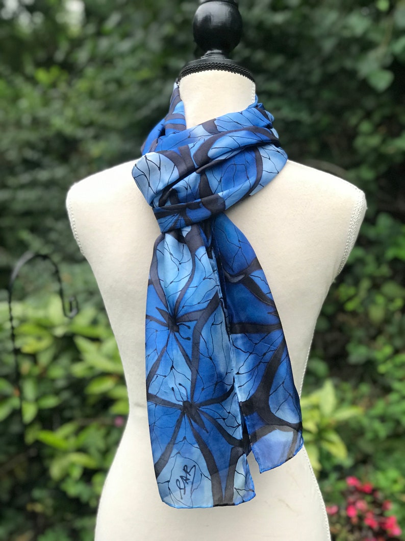 Silk Scarf Hand Painted Butterfly Scarf Blue Butterfly - Etsy
