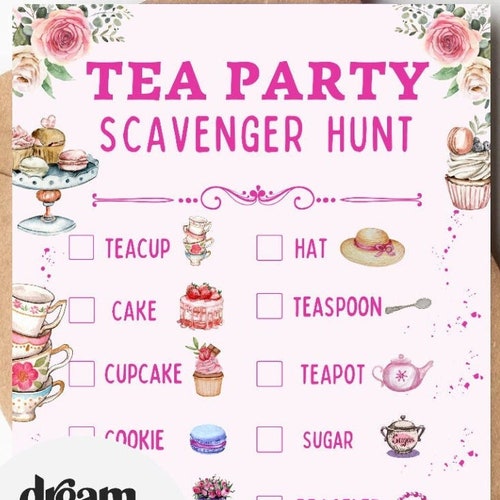 Tea Party Scavenger Hunt Printable Tea Party Scavenger Game - Etsy
