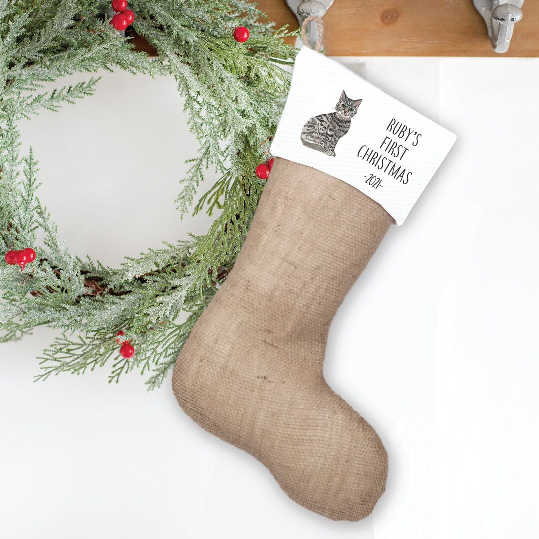 Stocking for Cat, Stocking for Tabby, Stocking for Grey Tabby, Cat ...