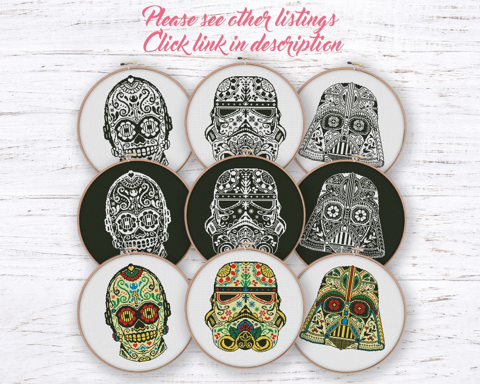 Sugar Skull Trooper Cross Stitch Pattern: Mando Alien Dart (PDF ...