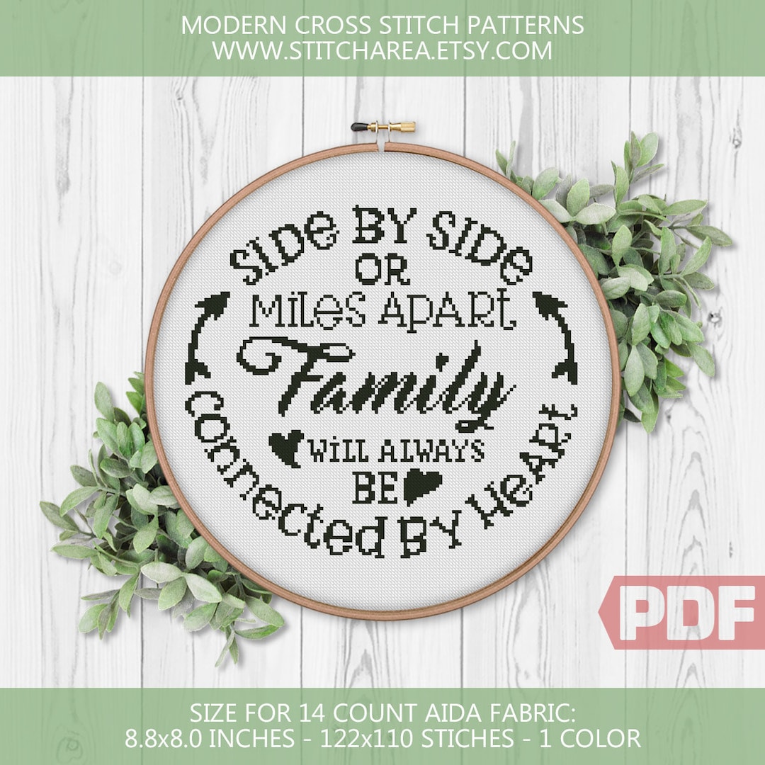 Family Connected by Heart Cross Stitch Pattern (PDF Digital Download ...