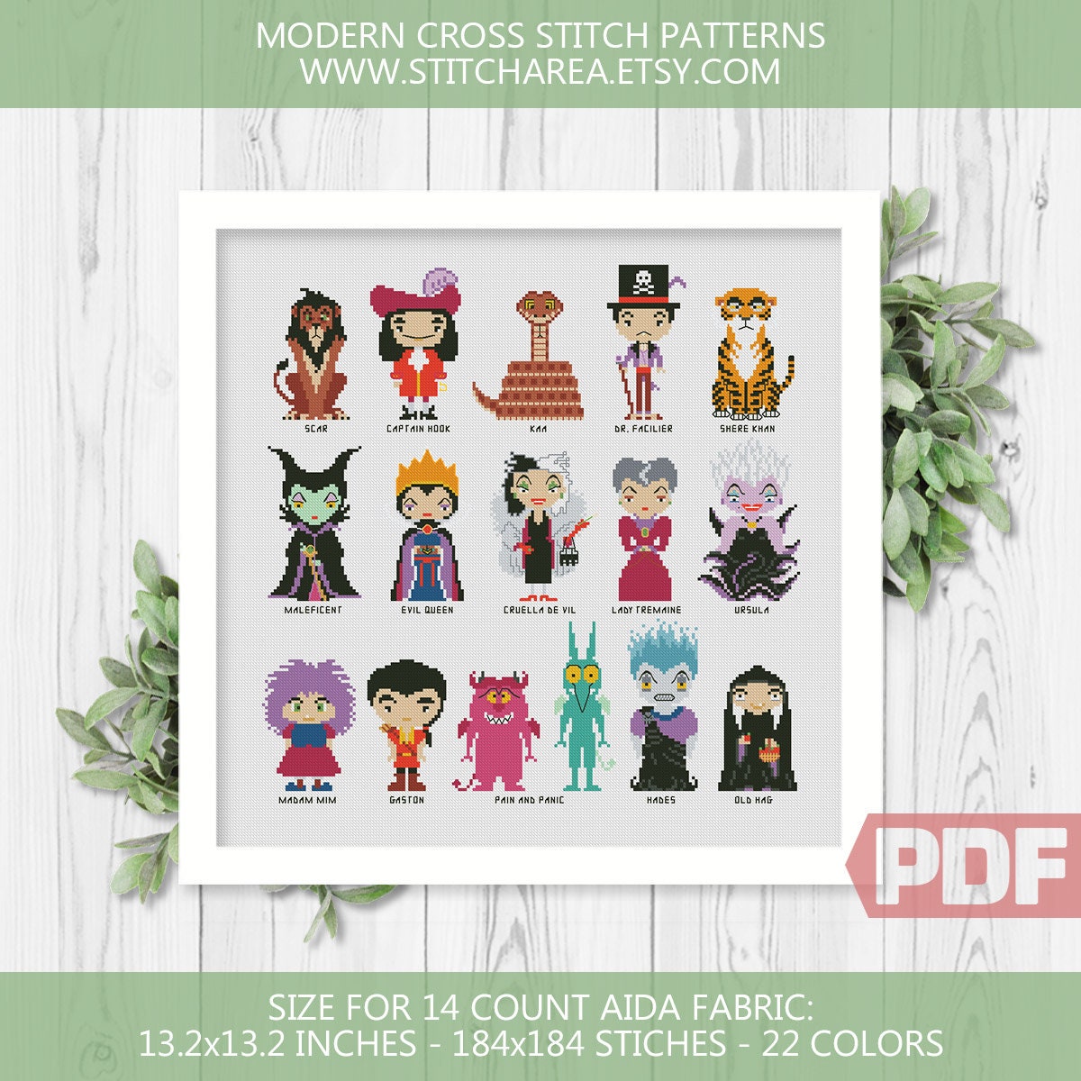 Villains Cross Stitch Pattern: Fairy Tale Pixel People (PDF Instant ...