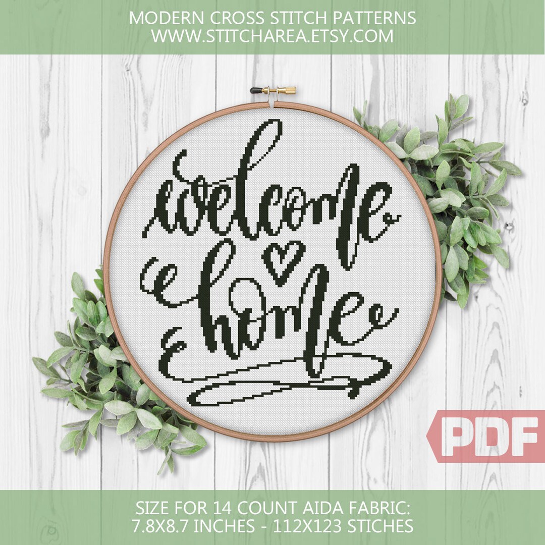 Welcome Home Cross Stitch Pattern: Modern Beginner Xstitch (PDF Pattern ...