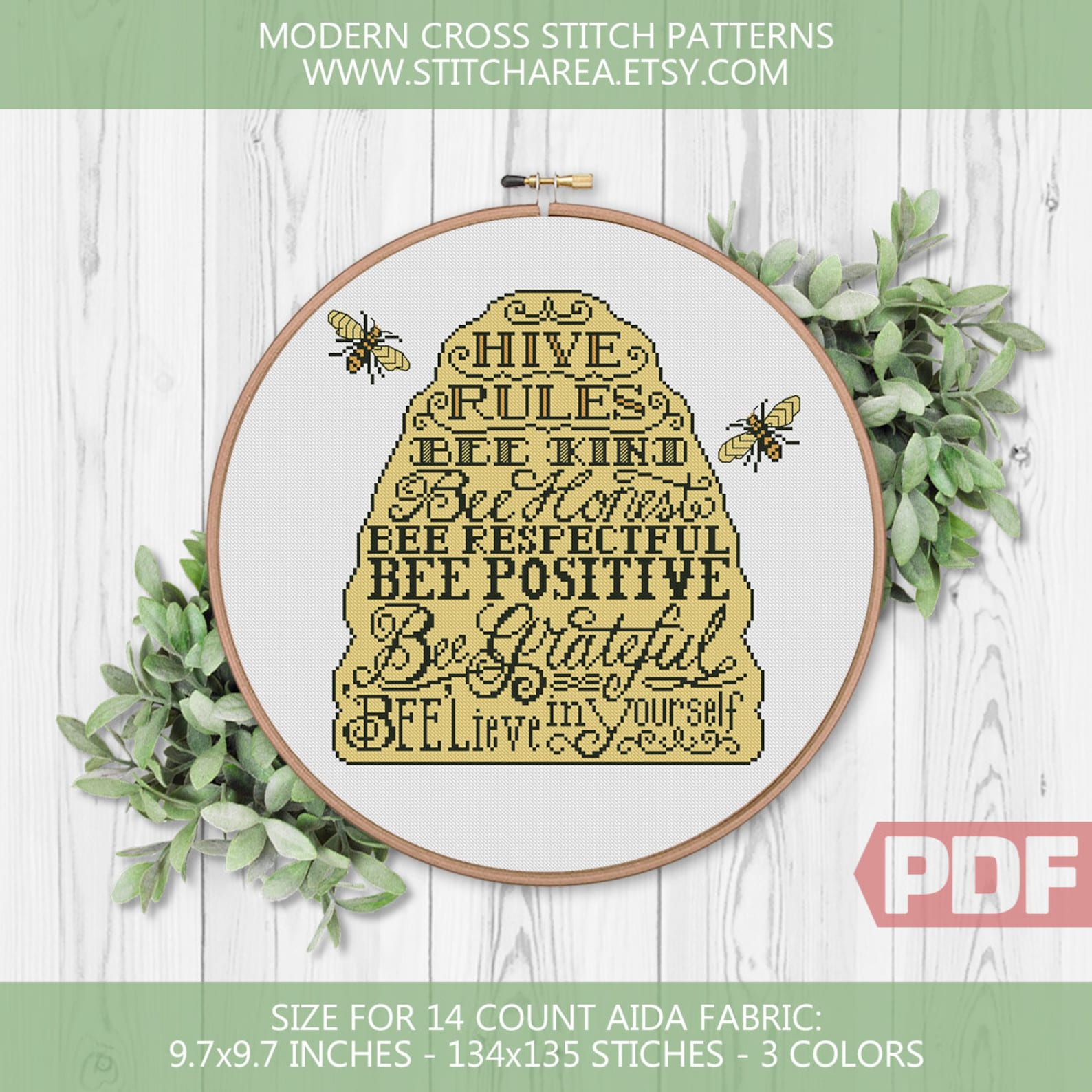 Hive Rules Cross Stitch Pattern Welcome Sweet Home Modern - Etsy