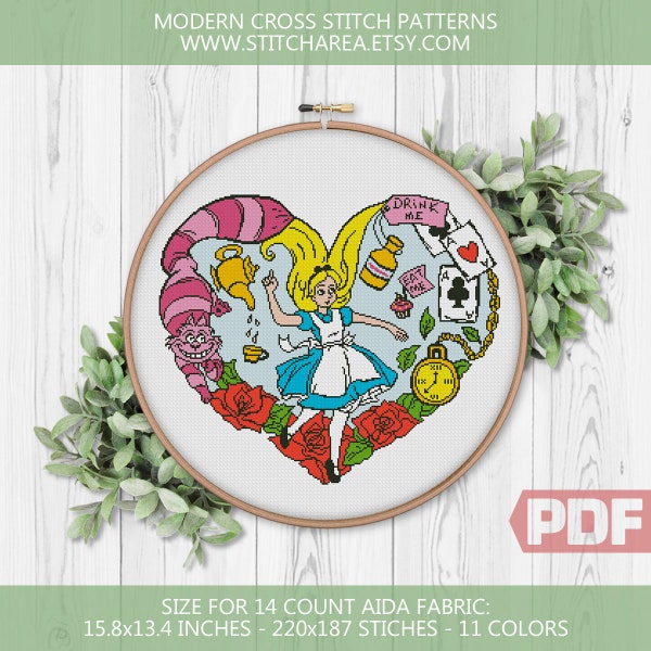 Alice in Wonderland Cross Stitch Pattern PDF, Fairytale Cross Stitch ...