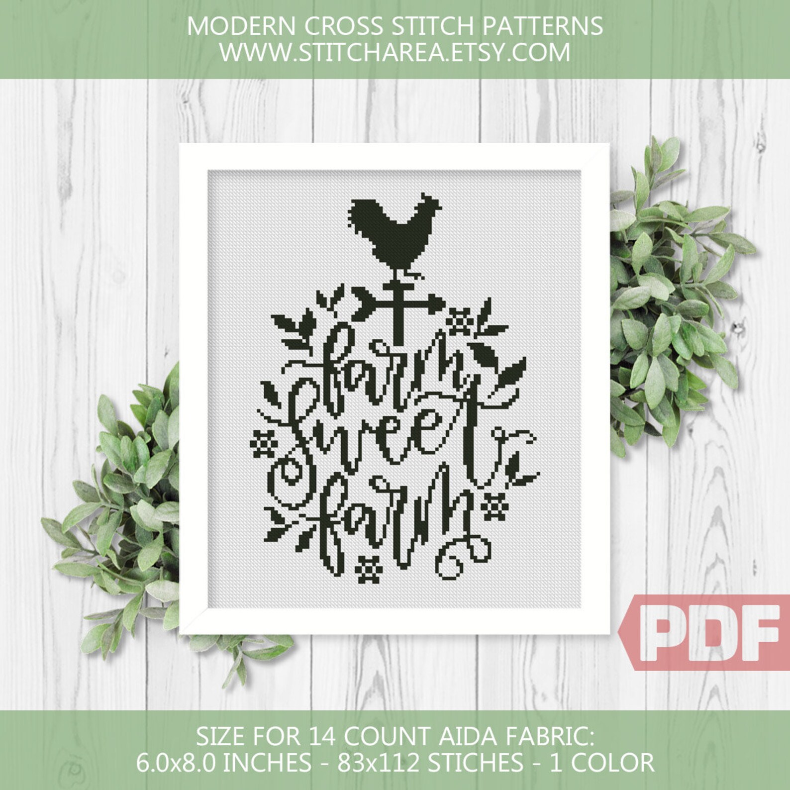 Farm Sweet Farm Cross Stitch Pattern Cute Easy Modern Decor - Etsy