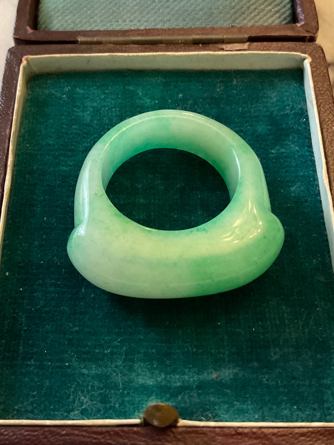 GENUINE JADE CARVED Ring original Vintage France Unique - Etsy