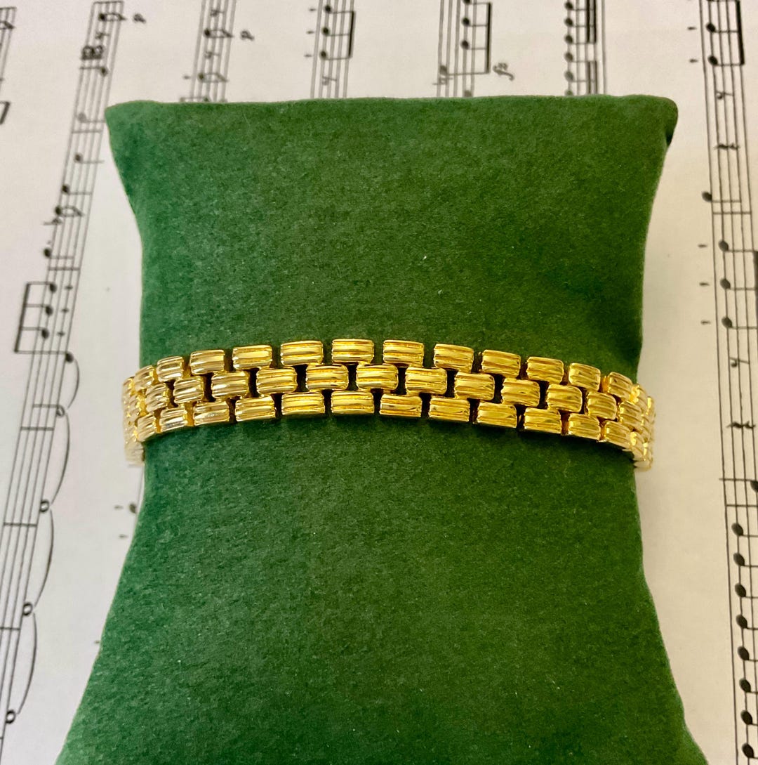 1980 TANK GOLD Plated BRACELET- Authentic France Vintage Jewelry - High ...