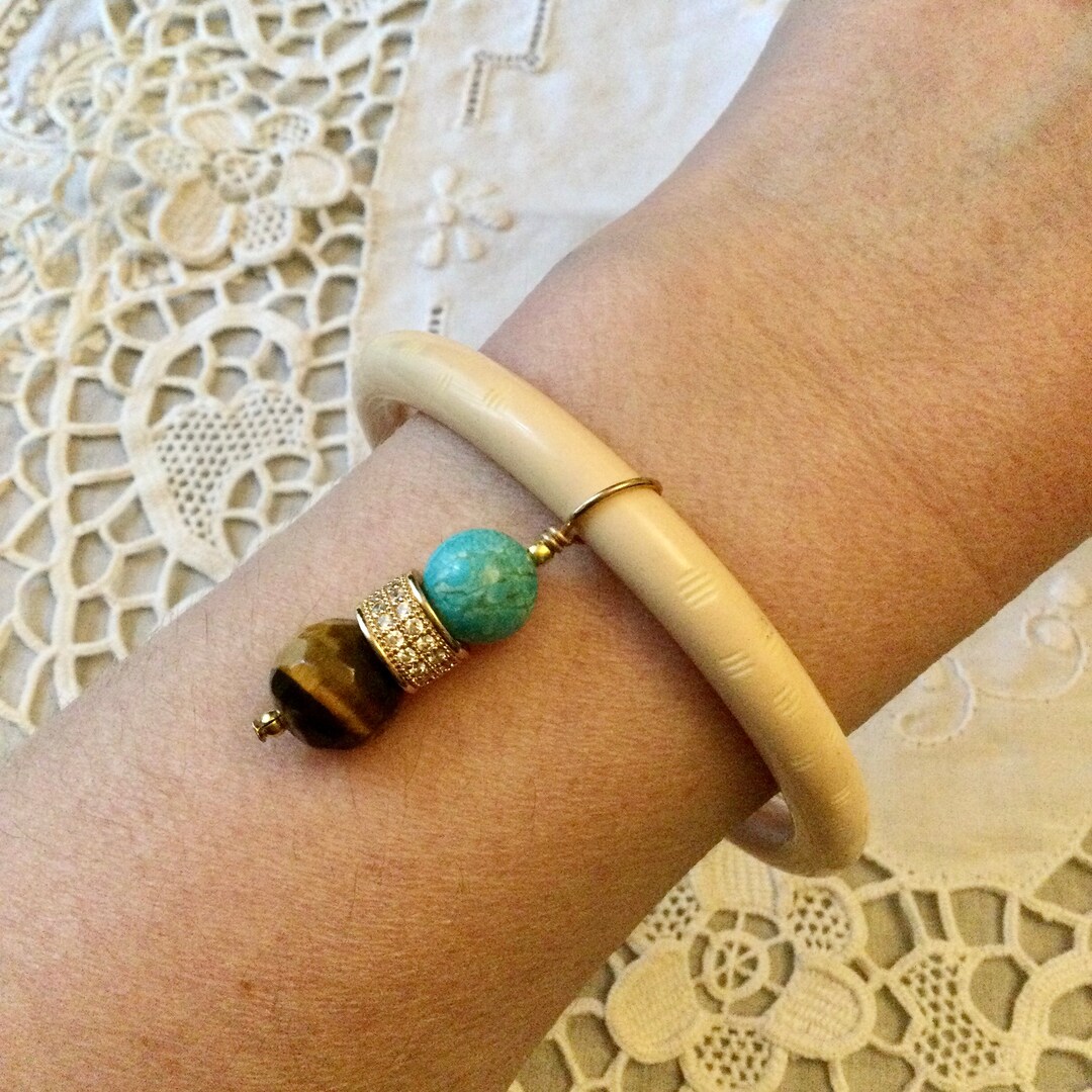 BAKELITE TURQUOISE VINTAGE Bracelet - Design Vintage Jewelry - Genuine ...