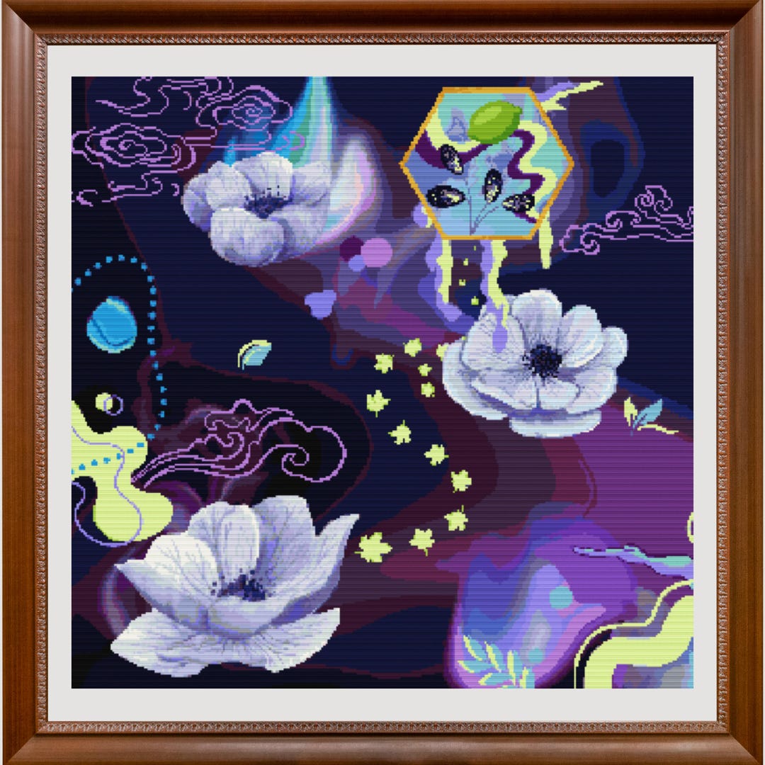 Mists of Lingering Cross Stitch Pattern PDF - Retro Style Abstract ...