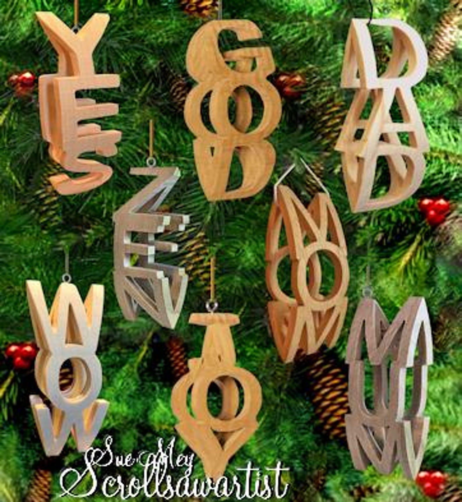 NW5417 Compound Cut Curved Word Ornaments Digital Pattern Set - Etsy