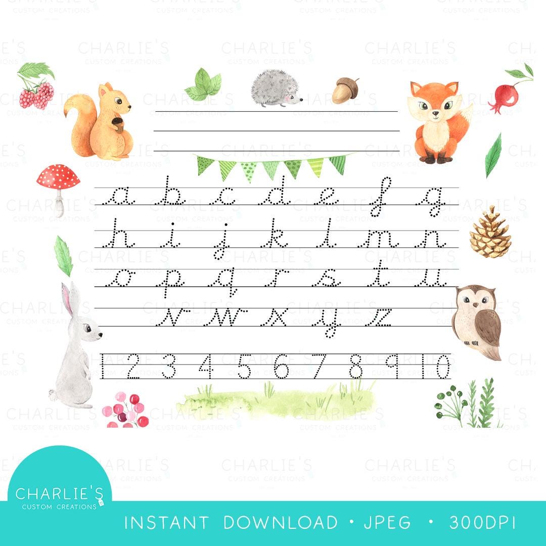 Woodland Animals Handwriting Practice Sheet: Kids Printable (JPG PDF ...