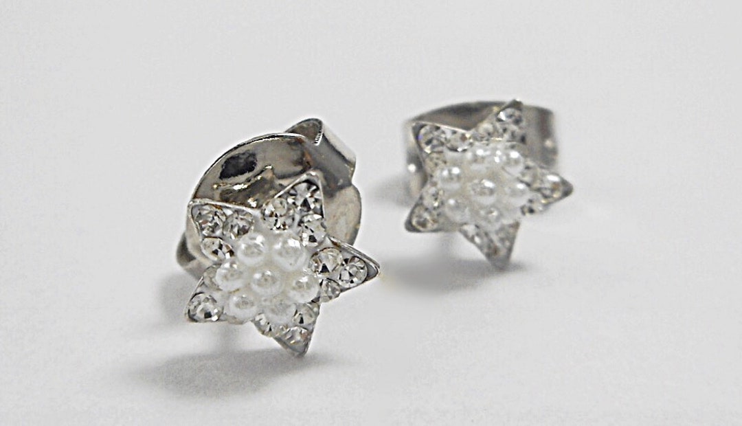 Tiny Crystal Star Stud Sterling Silver-star Post Earrings-tiny - Etsy