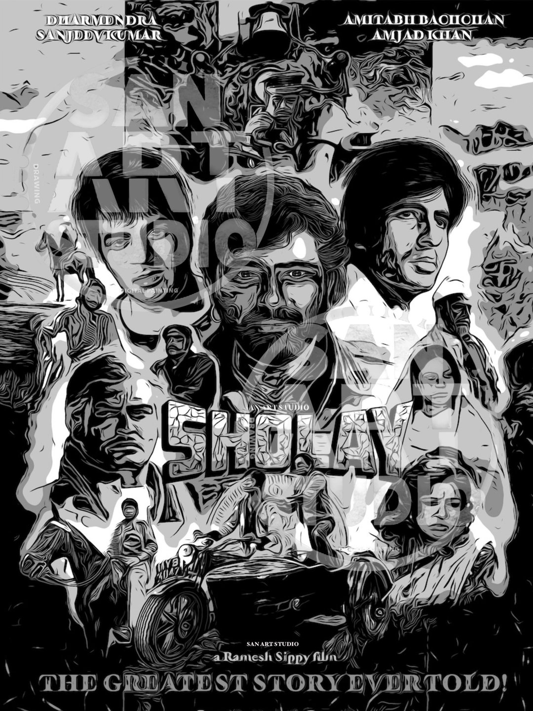 Sholay Artwork Etsy