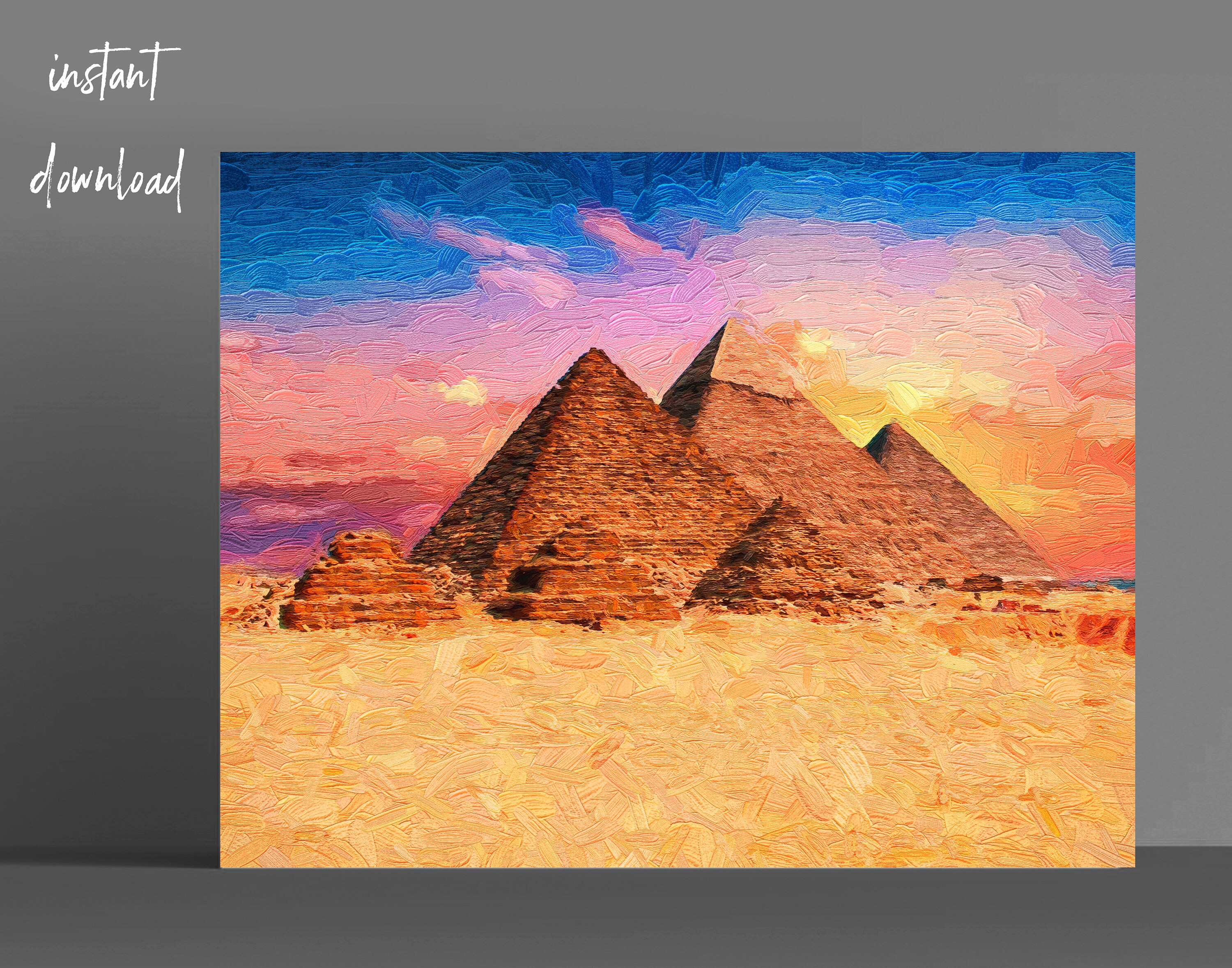 Ancient Pyramids of Egypt Art Print Pharaons Tomb Egyptian | Etsy