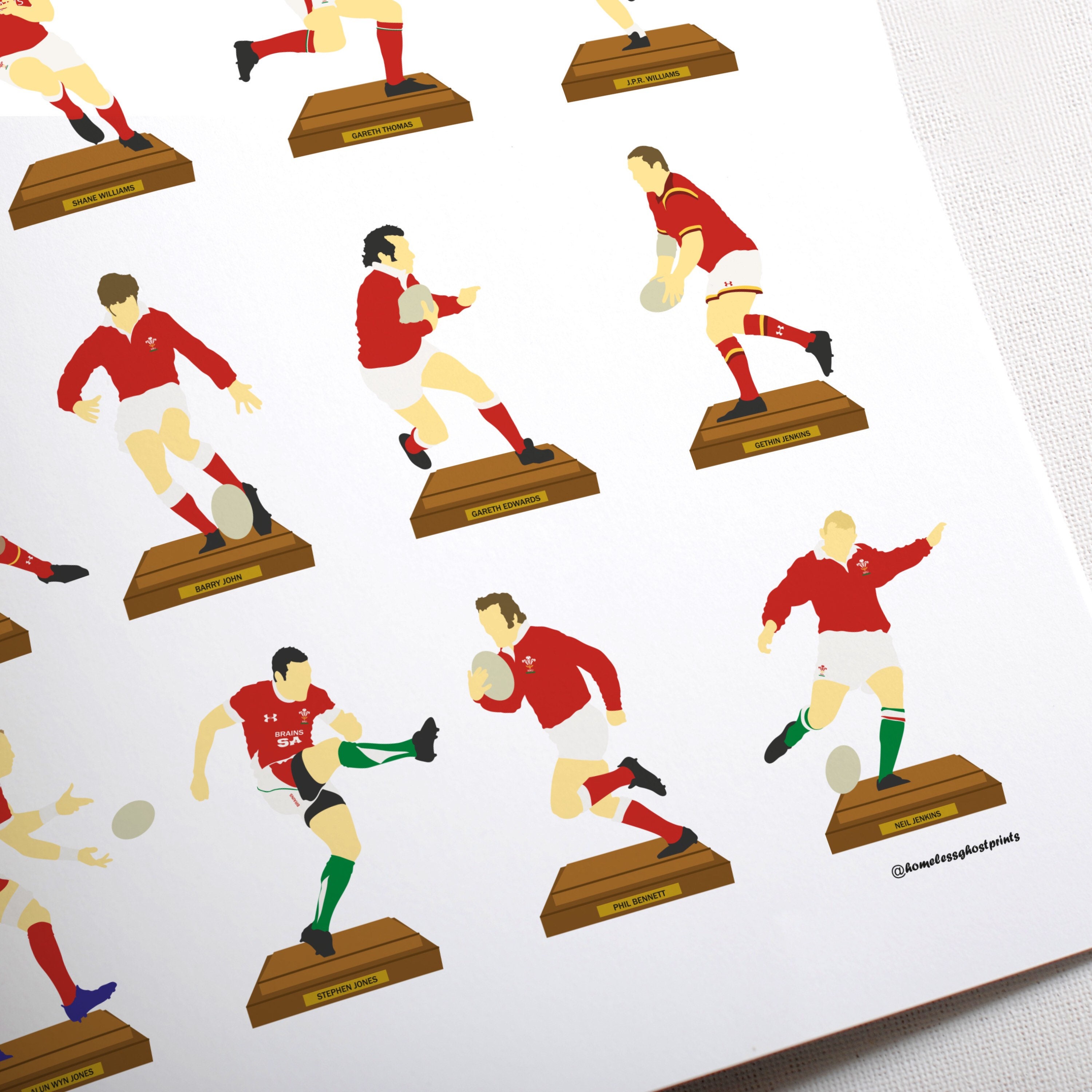 Wales Rugby Union A3 Legends Print - Etsy UK