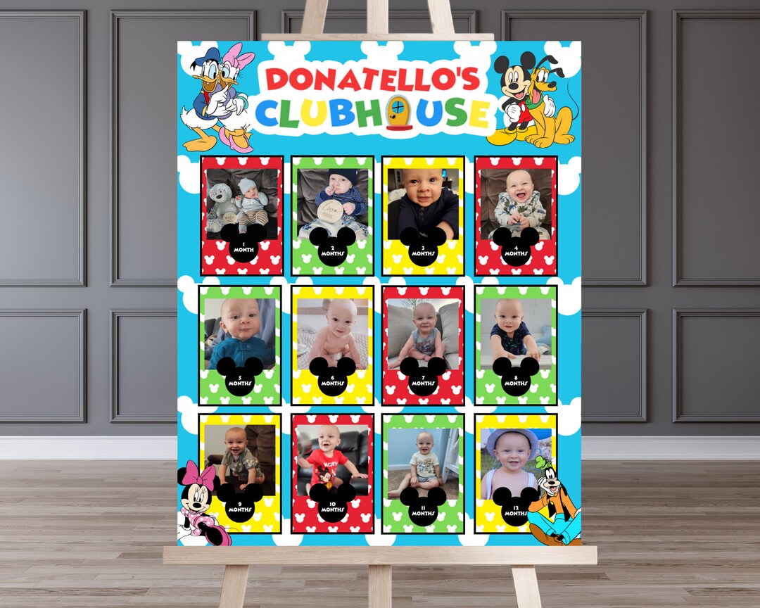 Editable MICKEY MOUSE CLUBHOUSE Baby's First Year Photo Poster. Mickey ...