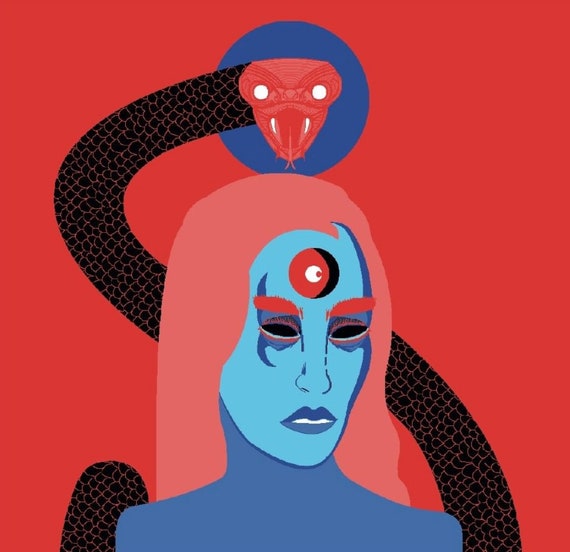 Blue Woman Face Illustration - Etsy