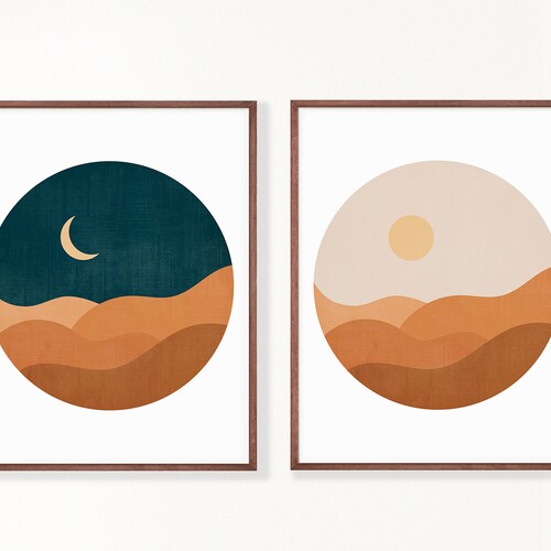 Moon Phases Art Print Boho Decor La Luna Mid Century Modern - Etsy