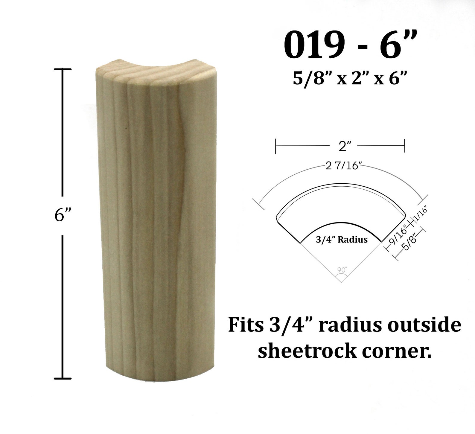 Poplar (paint Grade) Outside Radius Corner Base Blocks, Bullnose Block ...