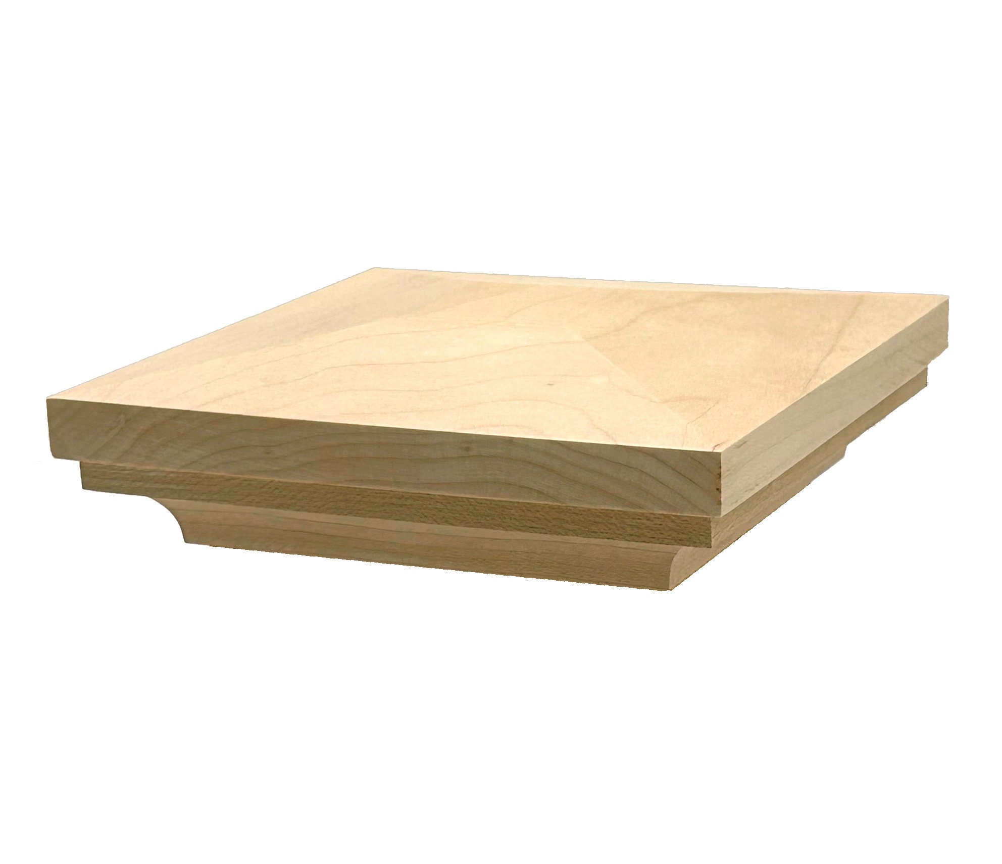 Flat Peak Newel Cap for Square Stair Posts, Hardwood | 3 1/2", 3", or 3 ...