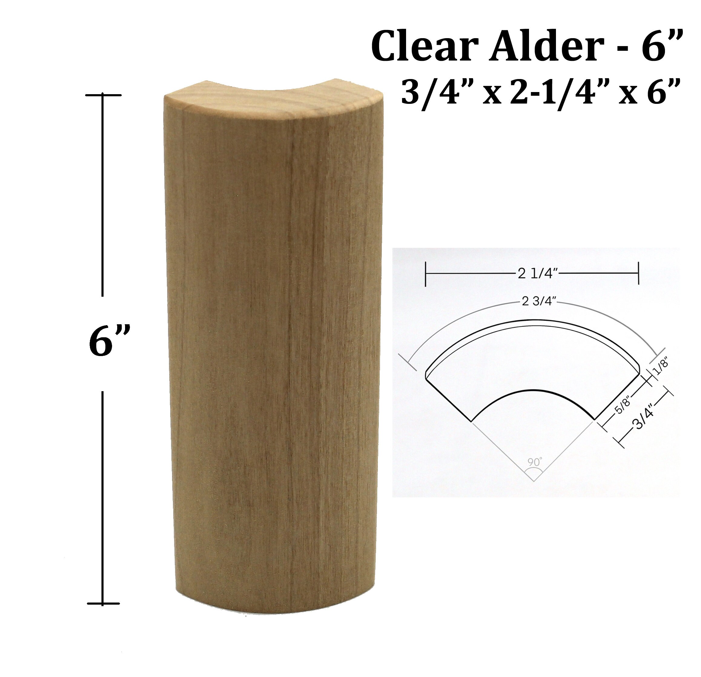 Alder Hardwood Outside Radius Corner Base Blocks, Clear & Knotted Alder ...