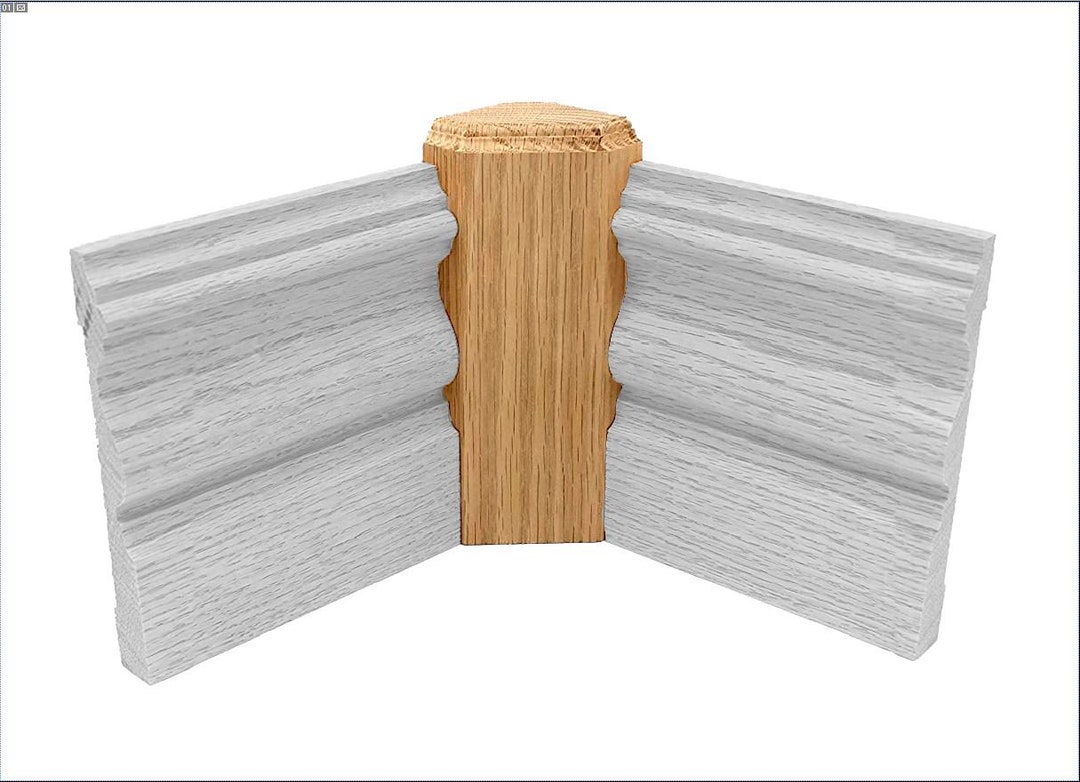 Red Oak Inside Corner Base Block, Trim Molding for Round or Sharp 90 ...