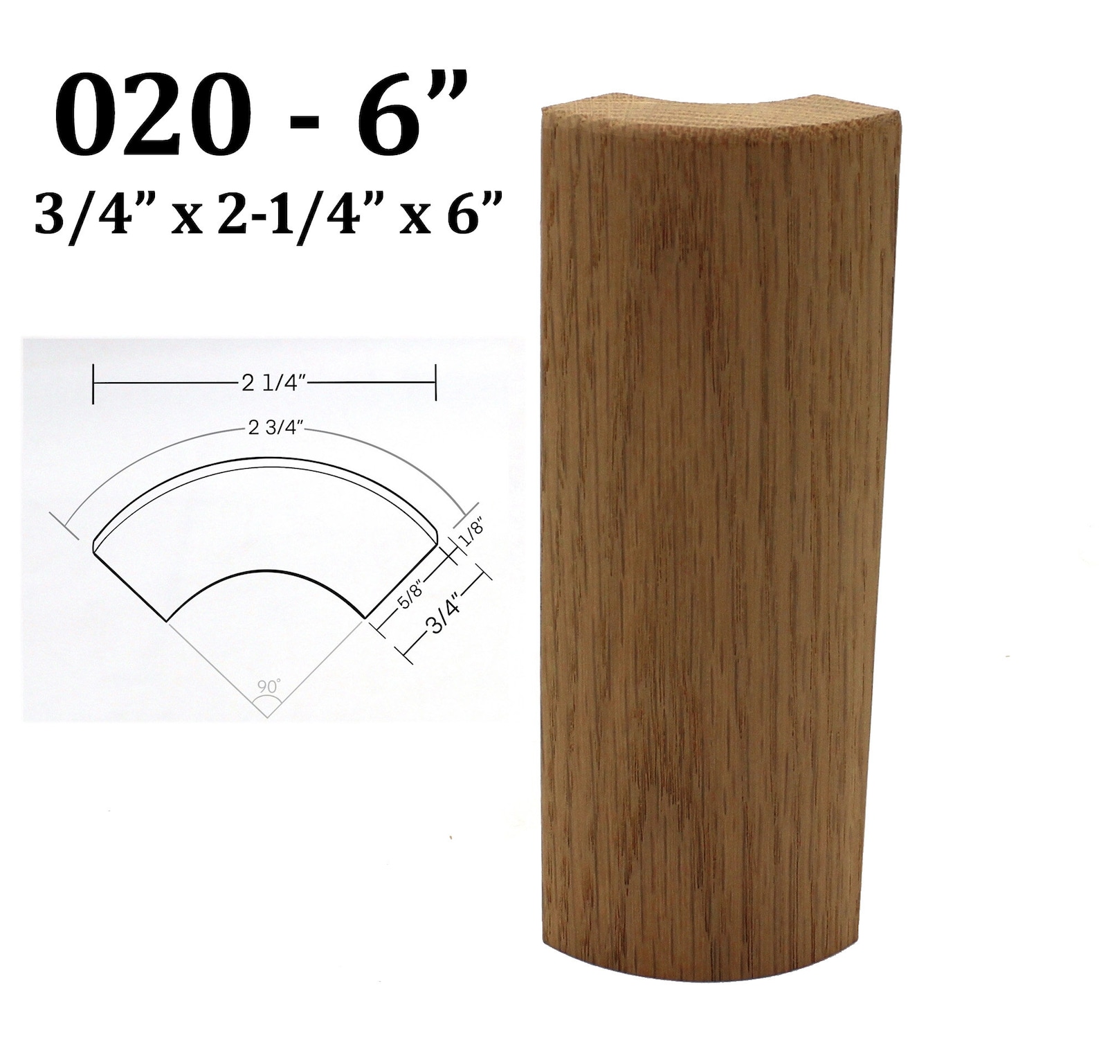 Red Oak Outside Radius Corner Base Blocks, Bullnose Block, Hardwood ...