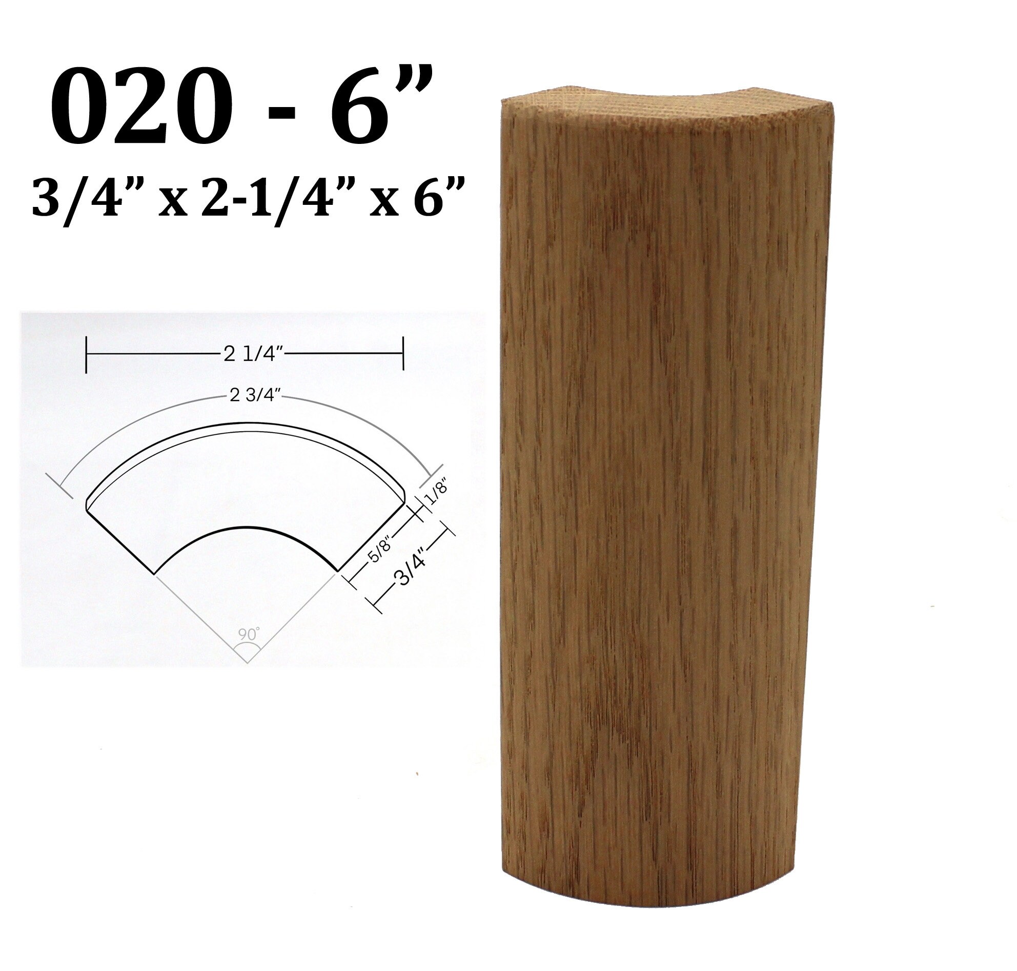 Red Oak Outside Radius Corner Base Blocks, Bullnose Block, Hardwood ...