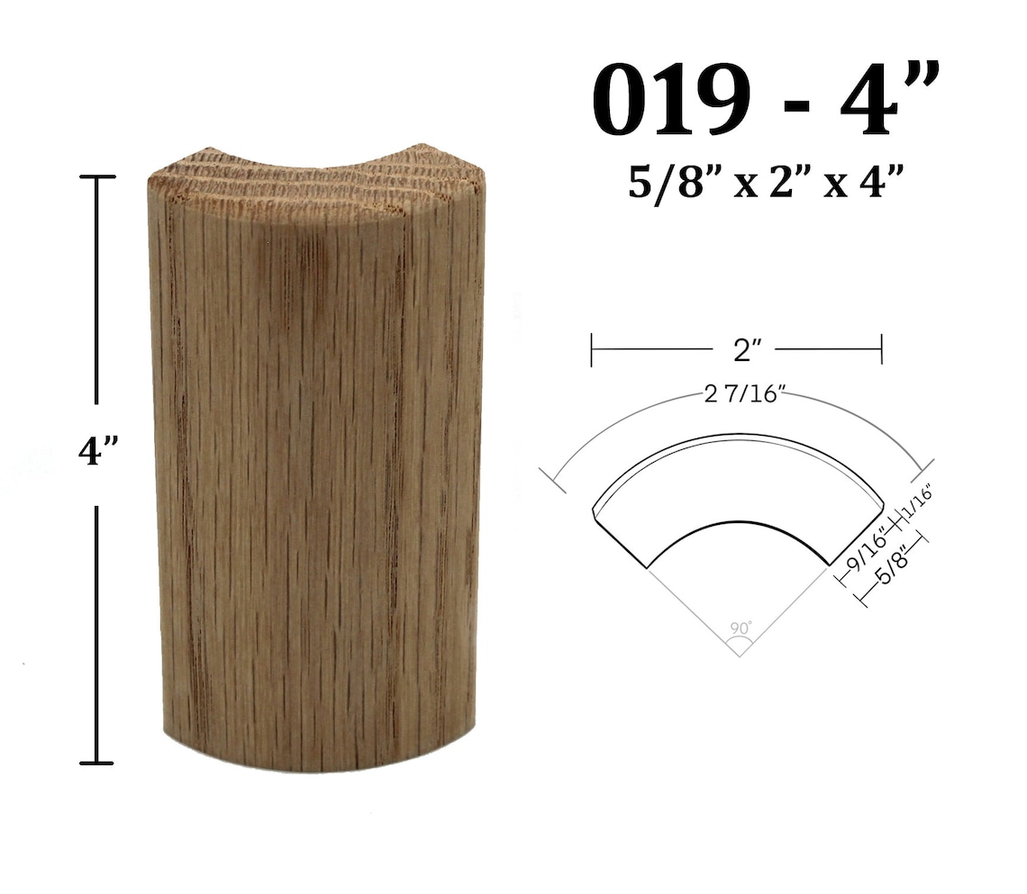 Red Oak Outside Radius Corner Base Blocks, Bullnose Block, Hardwood ...