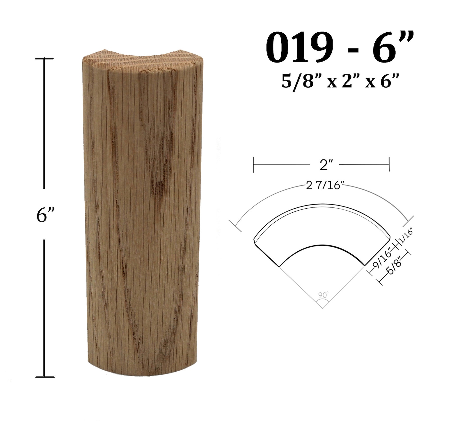 Red Oak Outside Radius Corner Base Blocks, Bullnose Block, Hardwood ...
