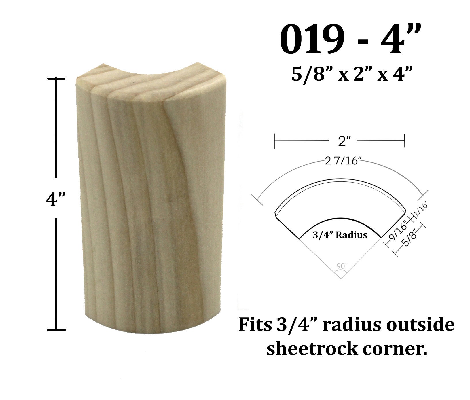 Poplar (paint Grade) Outside Radius Corner Base Blocks, Bullnose Block ...