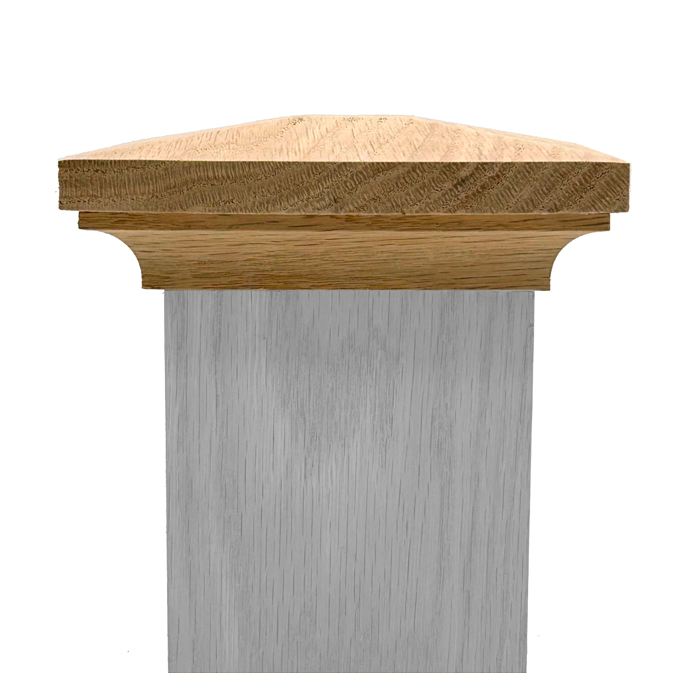 Flat Peak Newel Cap for Square Stair Posts, Hardwood | 3 1/2", 3", or 3 ...