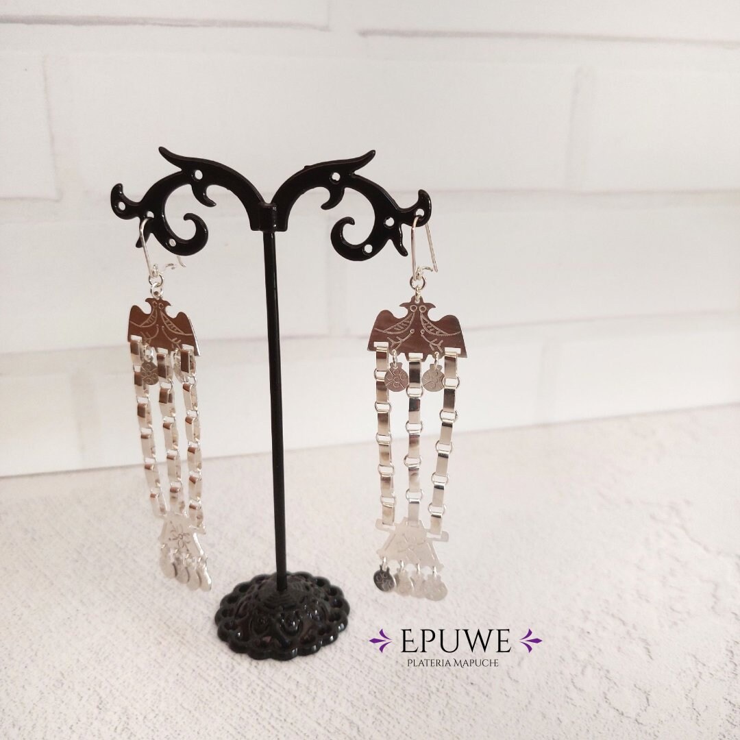Mapuche Ancestral Earrings, Trapelakucha, Handmade in 950 Silver. - Etsy