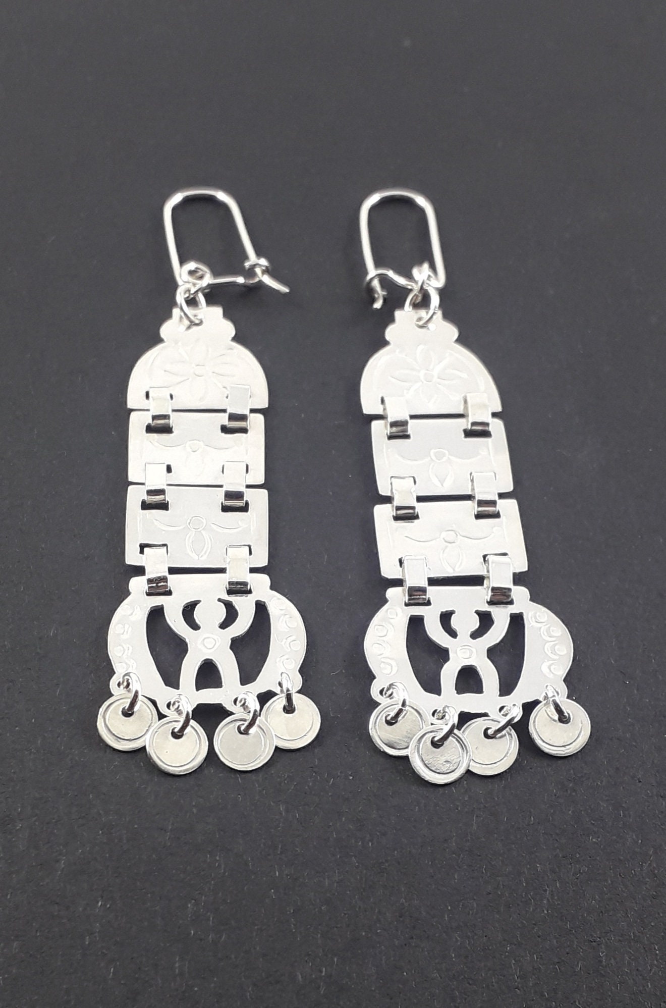 Earrings, Mapuche design, handmade in 925 Silver - Etsy España