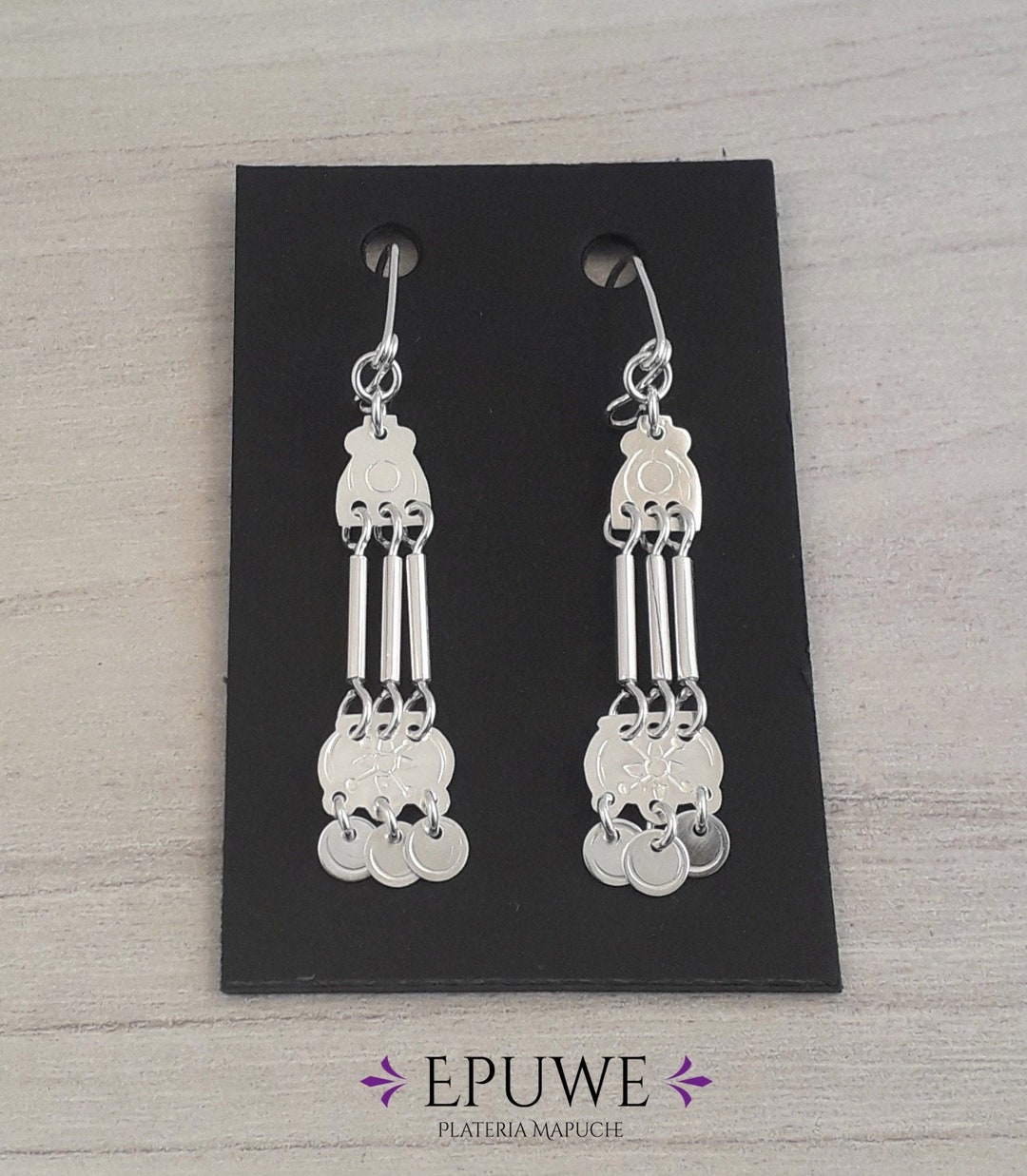 Earrings, Mapuche Sikill Design, Handmade in 950 Silver - Etsy