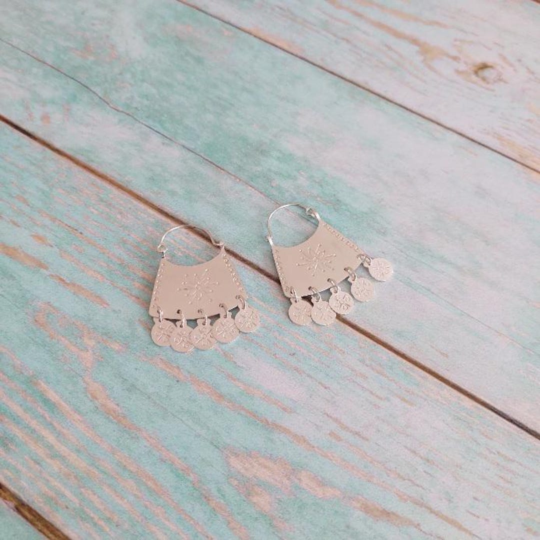 Mapuche Earrings, Upul Design, Made in 950 Silver and Hand-chiseled. 2. ...