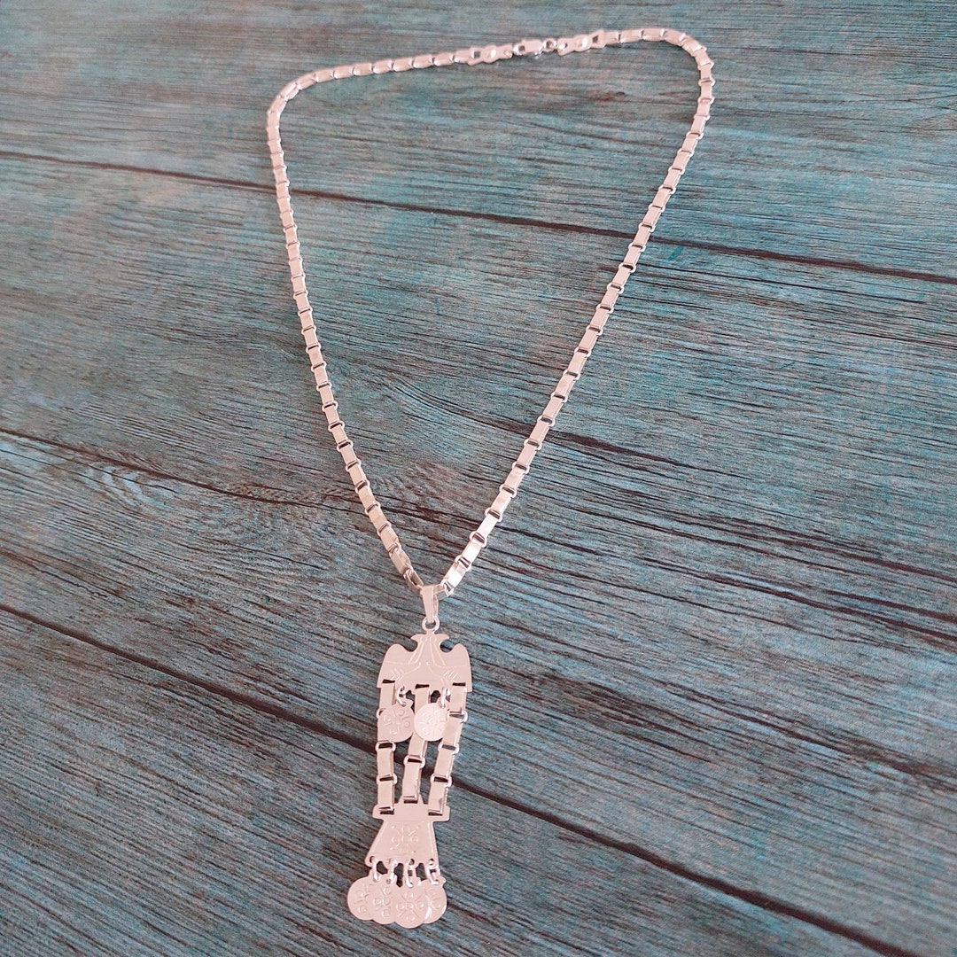 Traditional Mapuche Trapelakucha Necklace With 3 Chains, 7 Cm High, and ...