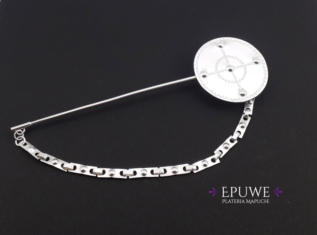 Mapuche TUPU Pin for Shawl. With Chain, Handmade in 950 Silver - Etsy