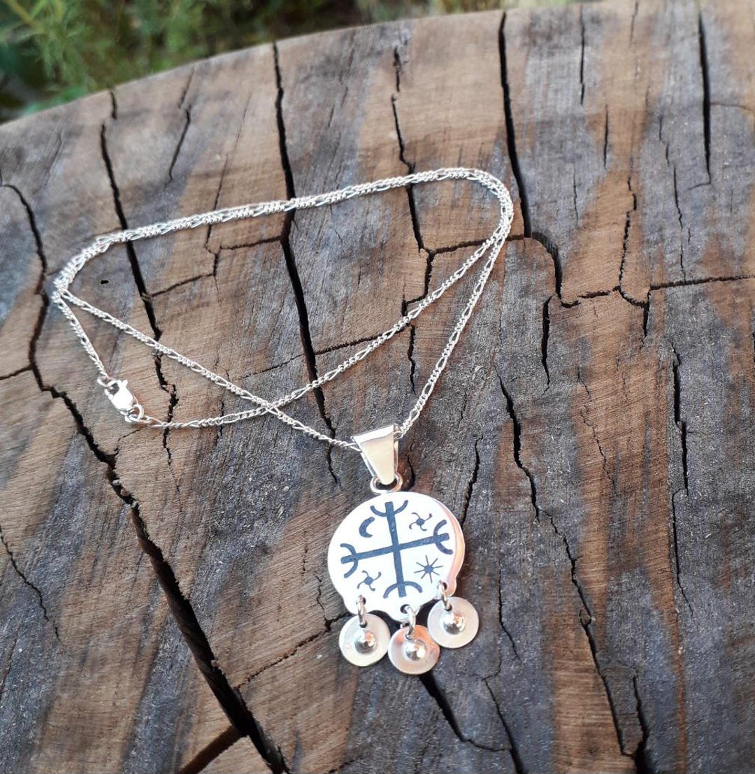 Pendant, Kultrún Mapuche Design, Handmade in 950 Silver and Lapislázuli ...