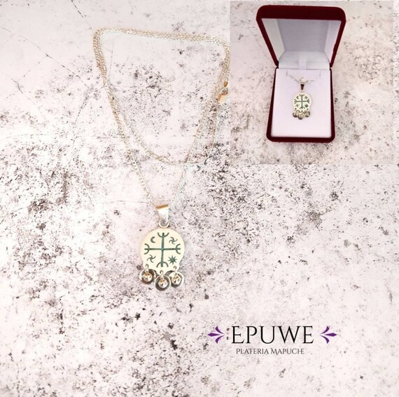 Pendant Kultrún Mapuche Design Handmade in 950 Silver and | Etsy