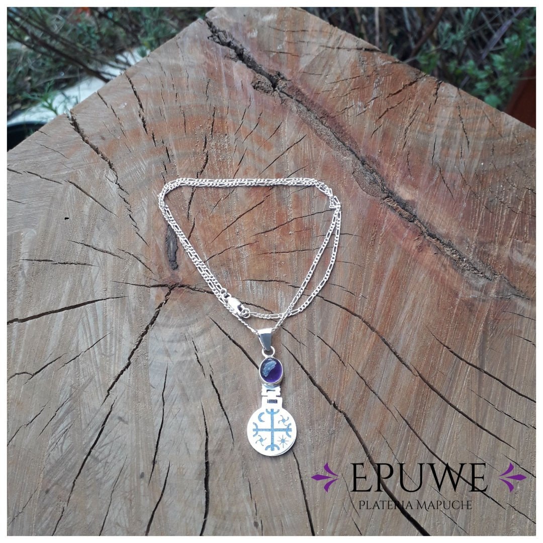 Amethyst Pendant, Kultrún Mapuche Design, Handmade in 950 Silver. - Etsy