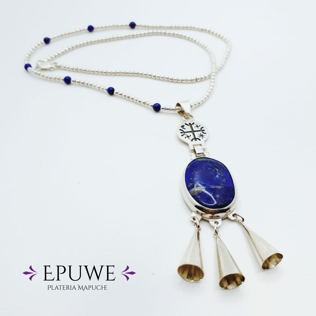 Lapizlázuli Pendant, Mapuche Kultrún Design, With Bead Chain, All ...