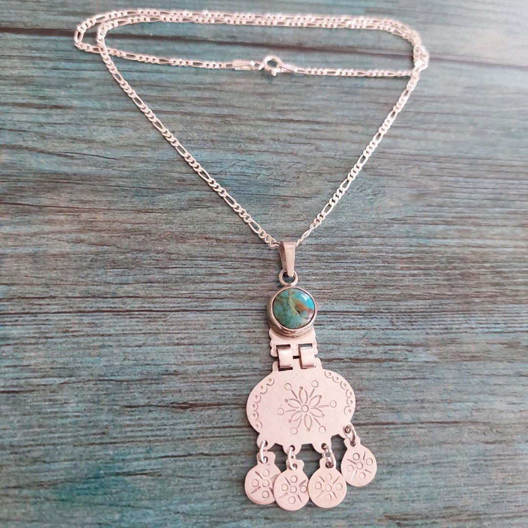 Mapuche Necklace With Turquoise Stone, Handmade in 950 Silver - Etsy